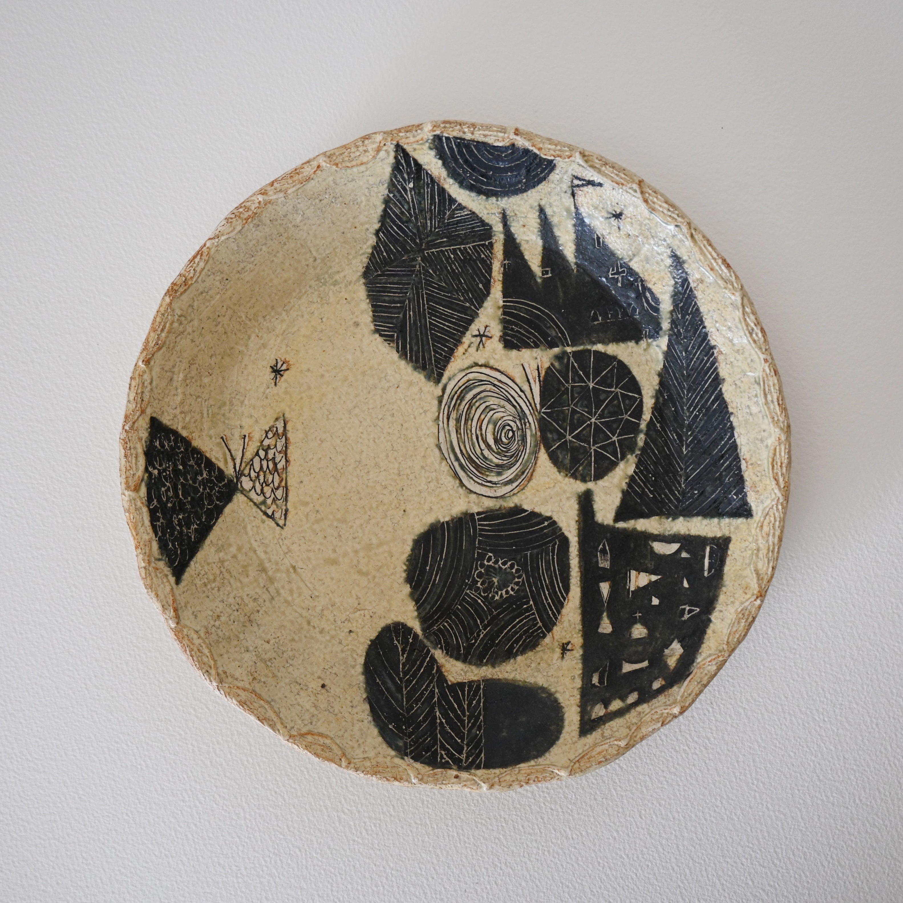 Sumiko Aoki - SA10 triangle butterfly with trees and castle plate (bla ...