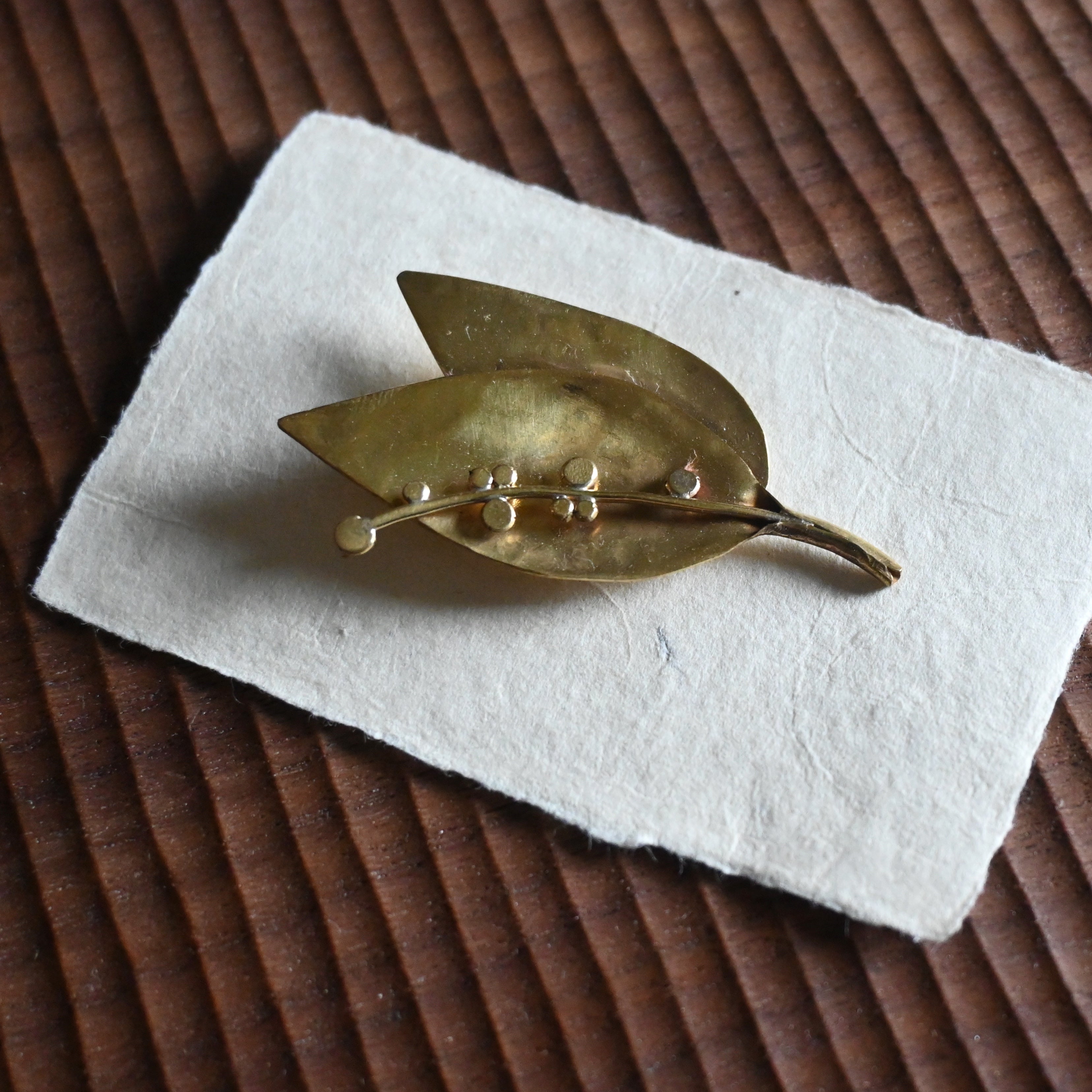 brass leaves brooch – paper boat press